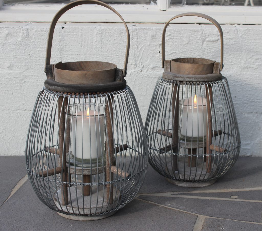 Set of 2 Wood and Wire Lanterns - A Day to Remember Event Hire