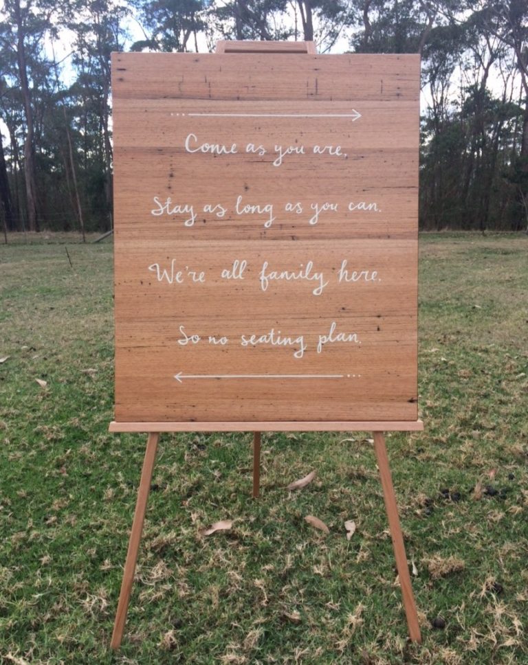 'No Seating Plan' Wooden Sign on Easel - A Day to Remember Event Hire
