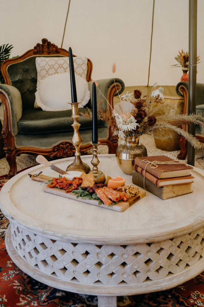 Low Circular Bohemian Table - A Day to Remember Event Hire