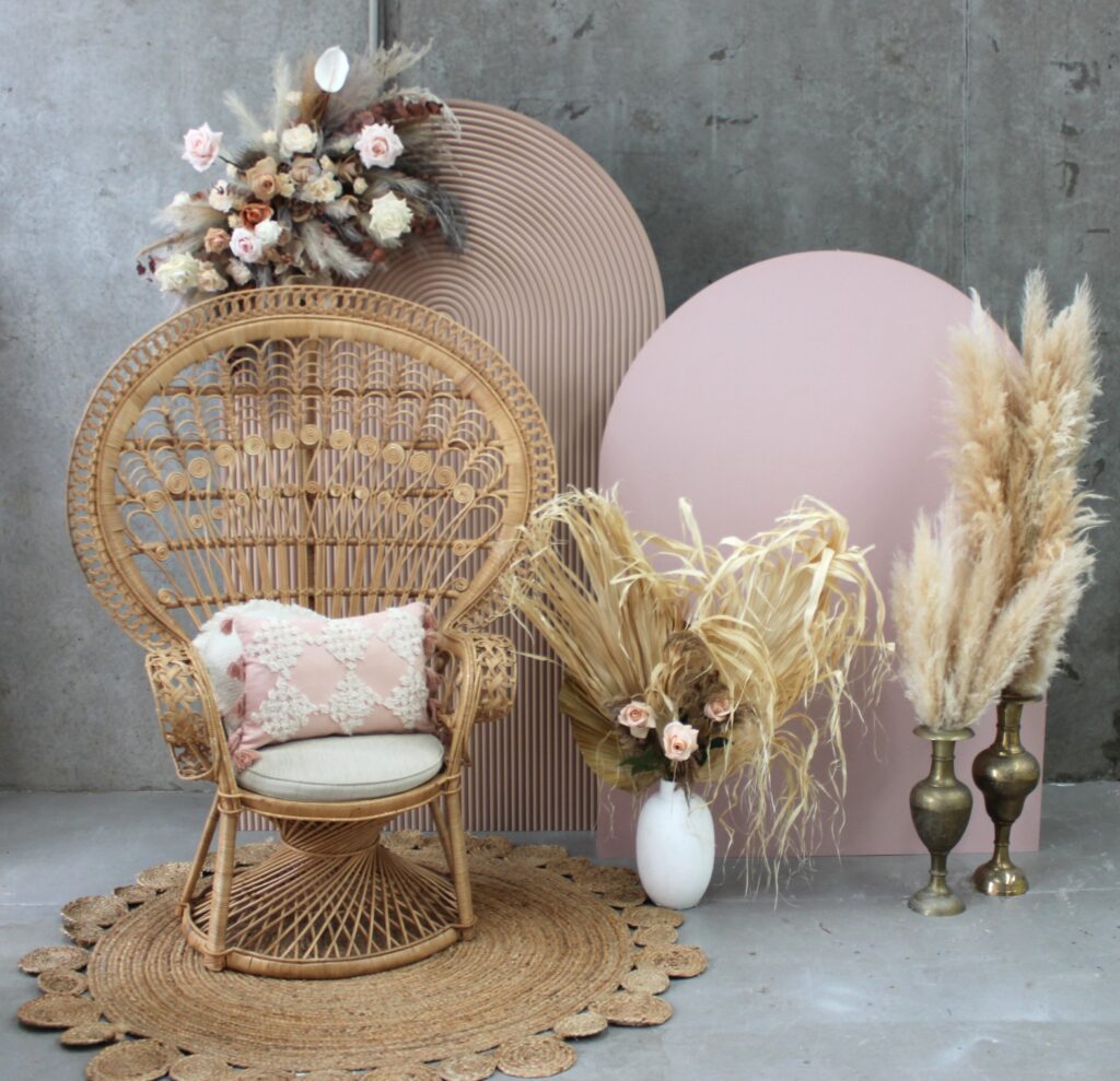 Arbor's and Backdrops | Boho Beauty Backdrop with Peacock Chair - A Day ...